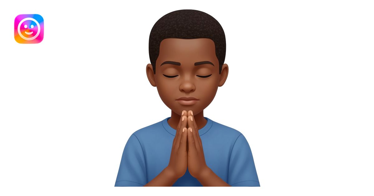 amen praying hands eyes closed black boy emoji | AI Emoji Generator