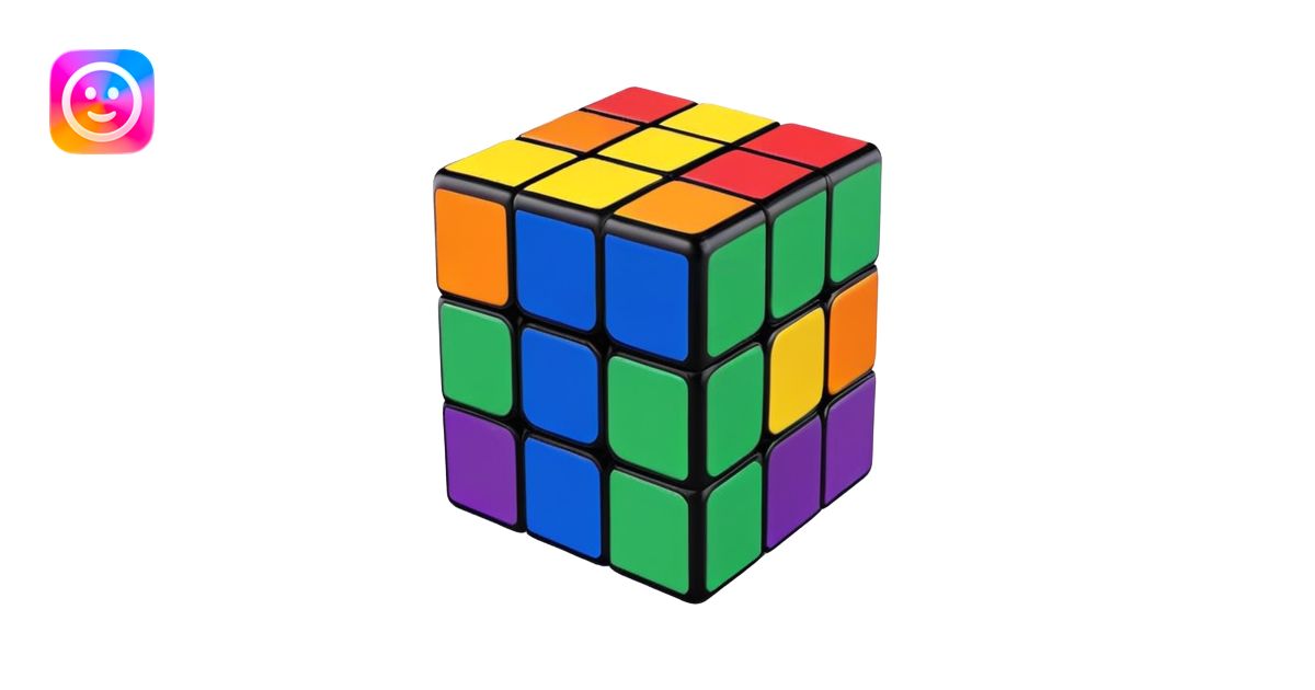 A 3x3 Rubik's Cube with rainbow colors: purple, blue, green, yellow ...