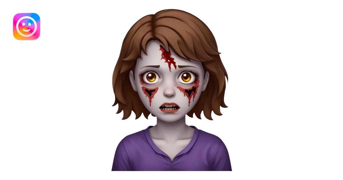 Zombie girl with bruises, she has a short wavy hair. emoji | AI Emoji ...
