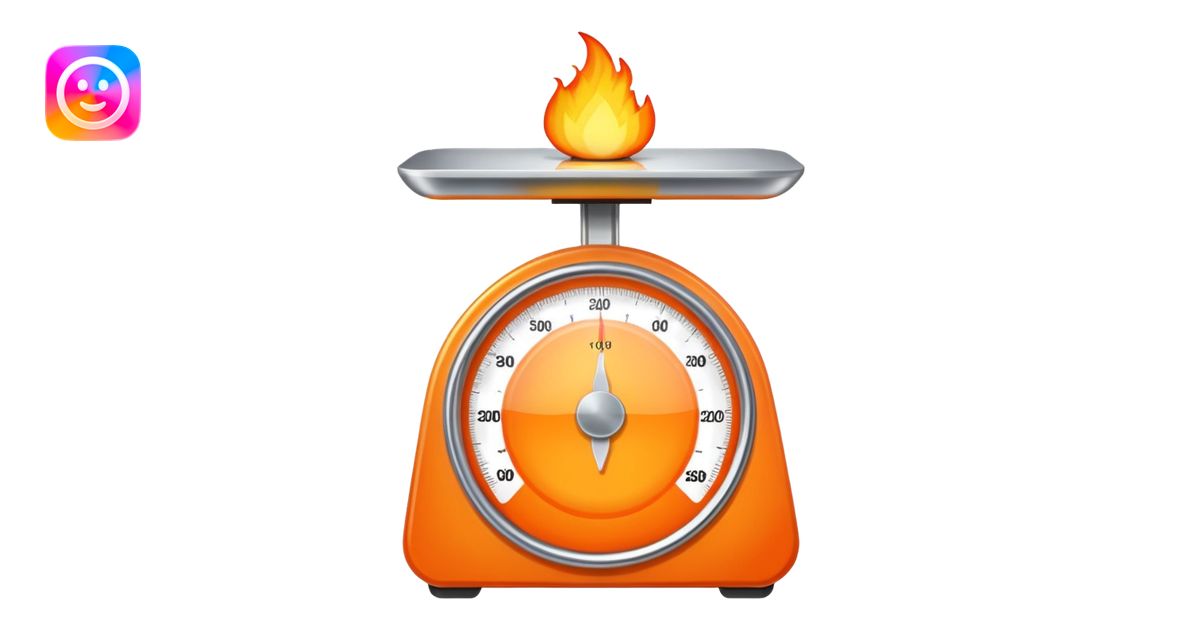 a flame that burns a body weight scale emoji | AI Emoji Generator