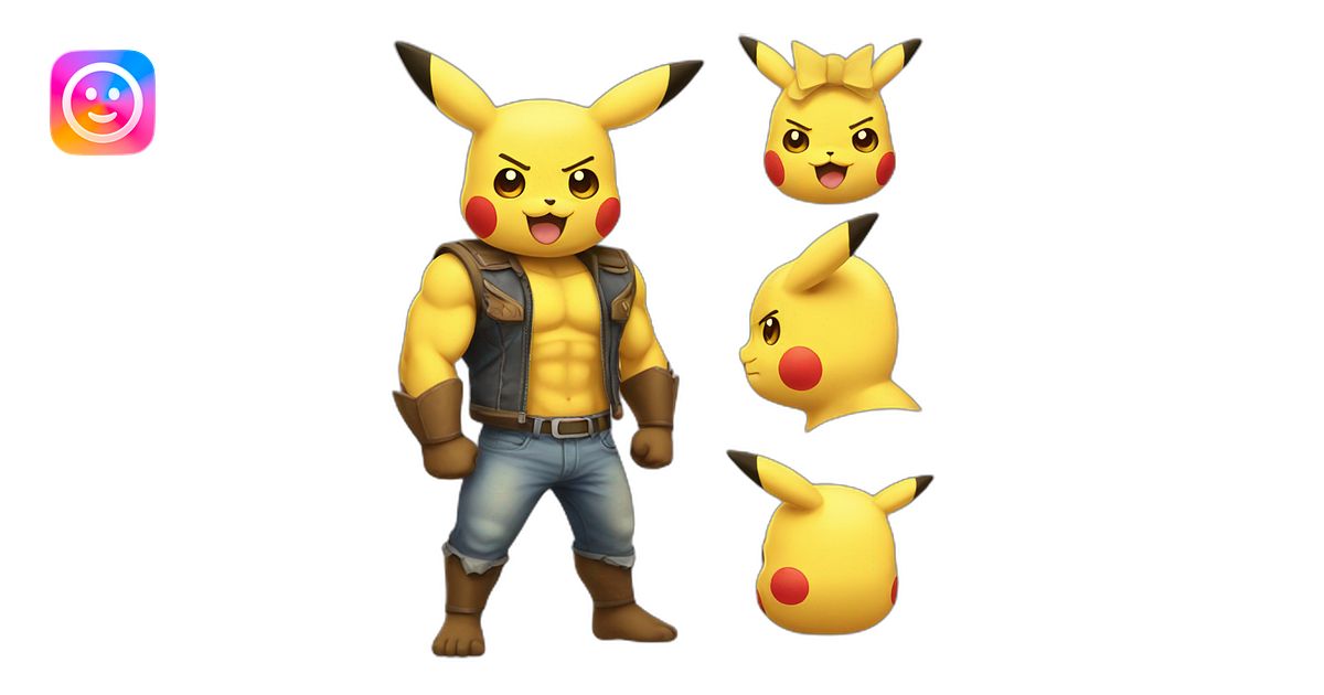 Muscular Pikachu emoji | AI Emoji Generator