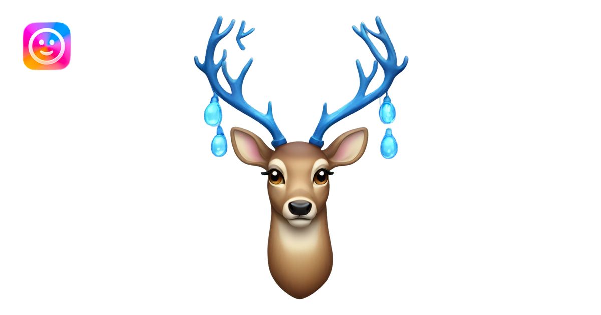 Deer with 8 blue lights on antlers emoji | AI Emoji Generator