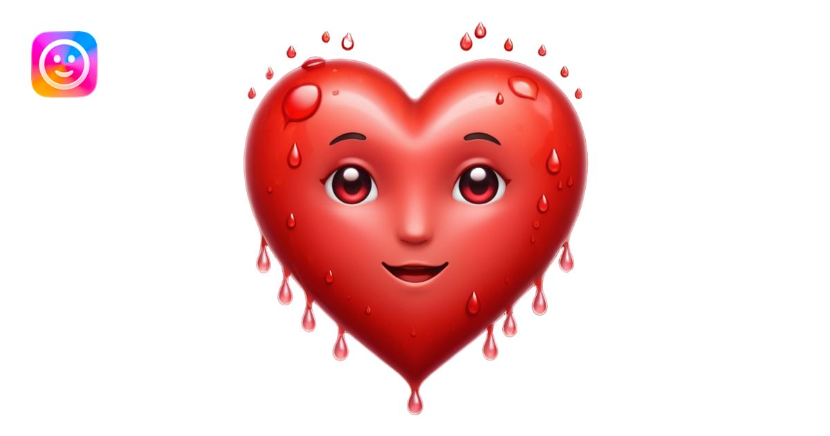 A few drops of blood and a bright red heart emoji | AI Emoji Generator