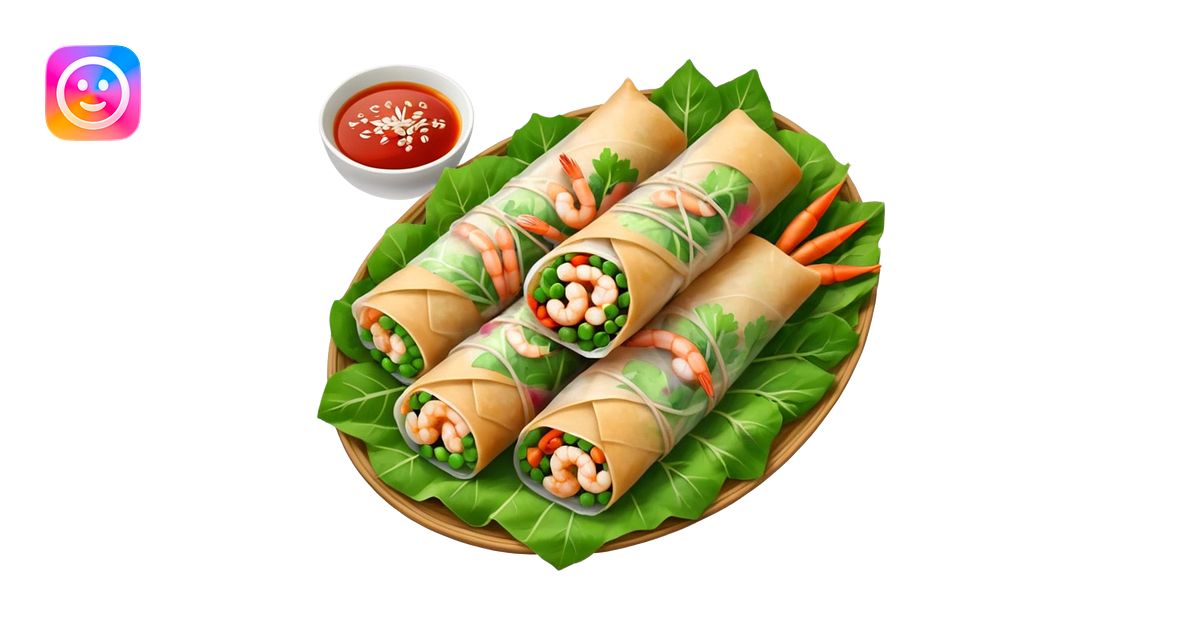 Vietnamese spring roll with shrimp, make it closed/fully wrapped emoji ...
