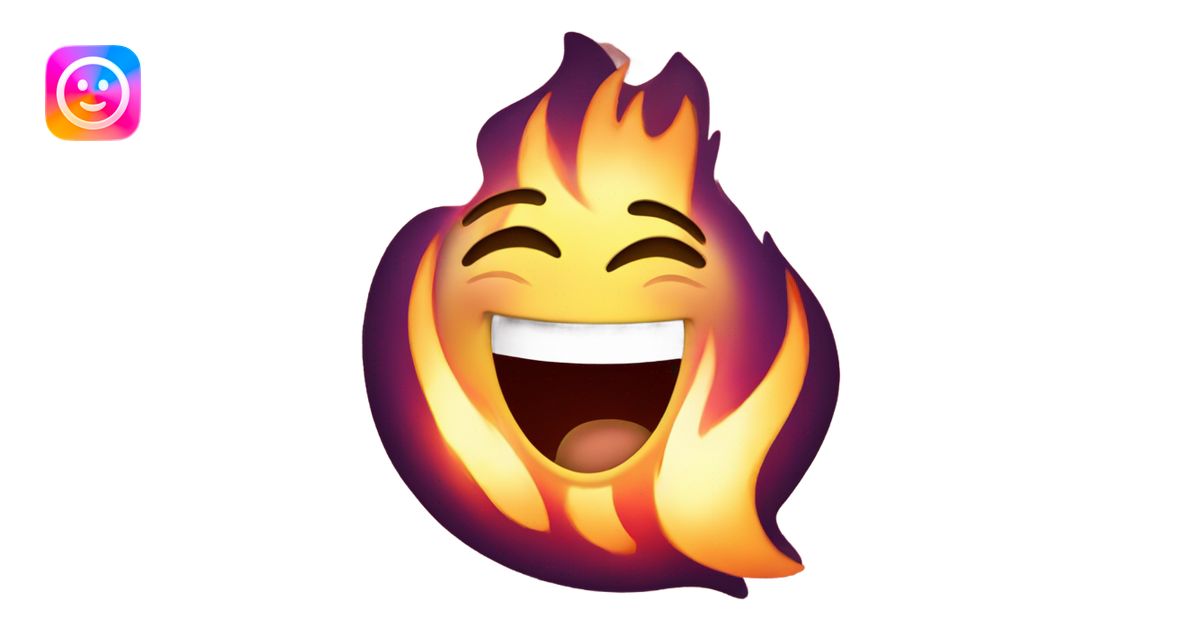 Laughing emoji with flames emoji | AI Emoji Generator
