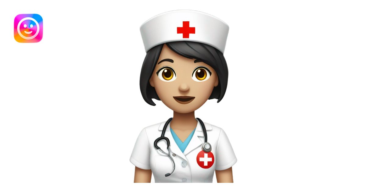 pixie cut black straight hair female nurse with red cross sign hat ...