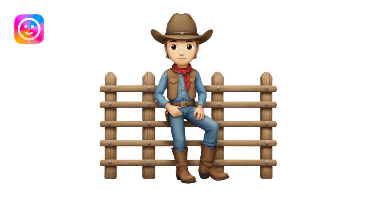 A calm cowboy leaning on a fence, dusty boots, hat tipped forward ...