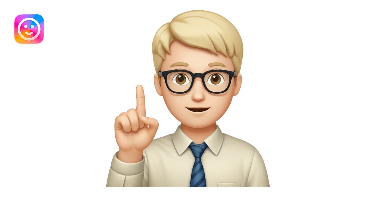 Nerd face with finger pointing up emoji | AI Emoji Generator