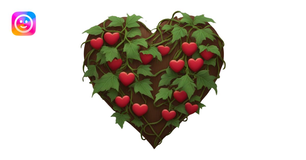 dark red heart with vines wrapped around it emoji | AI Emoji Generator