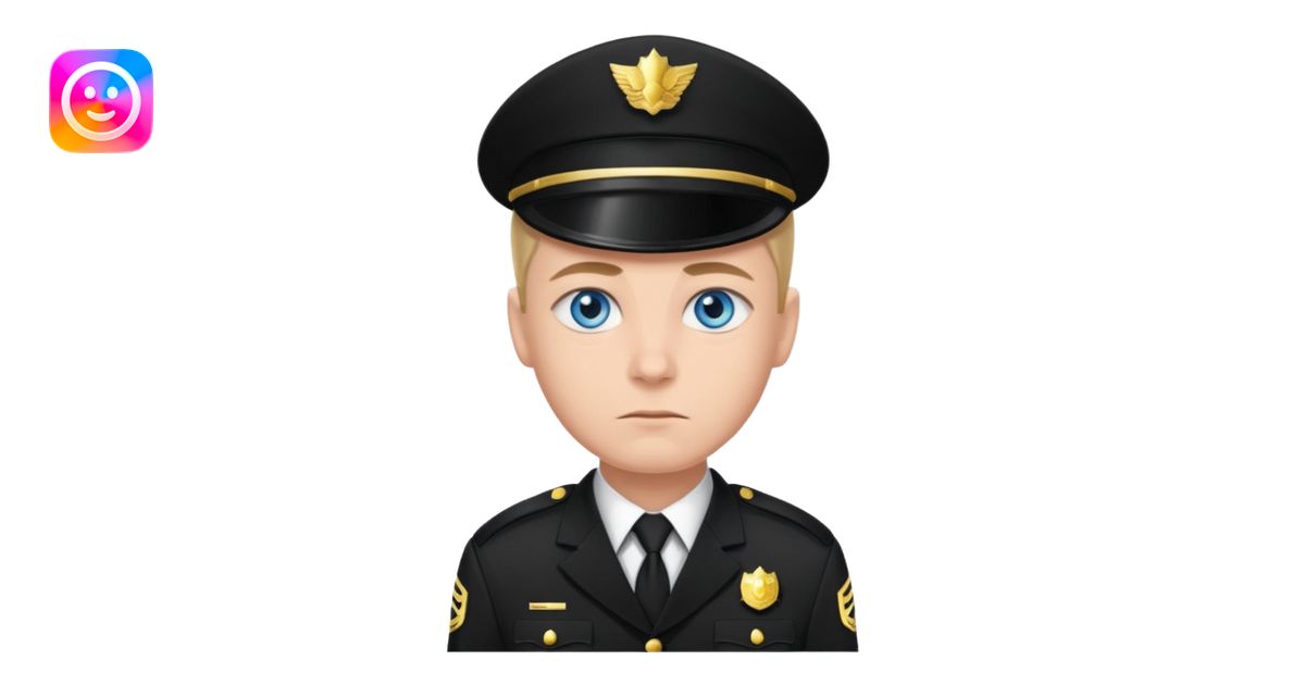 Sergeant ,blue eyes black uniform emoji | AI Emoji Generator