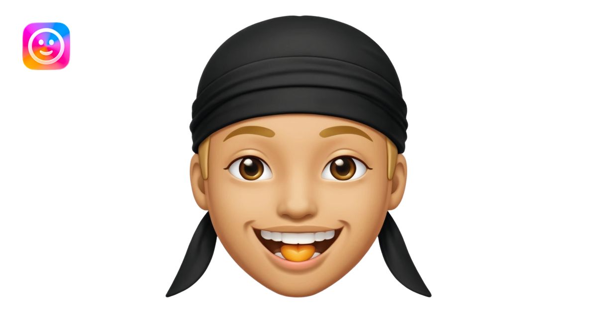 peach with an black durag and grillz emoji | AI Emoji Generator