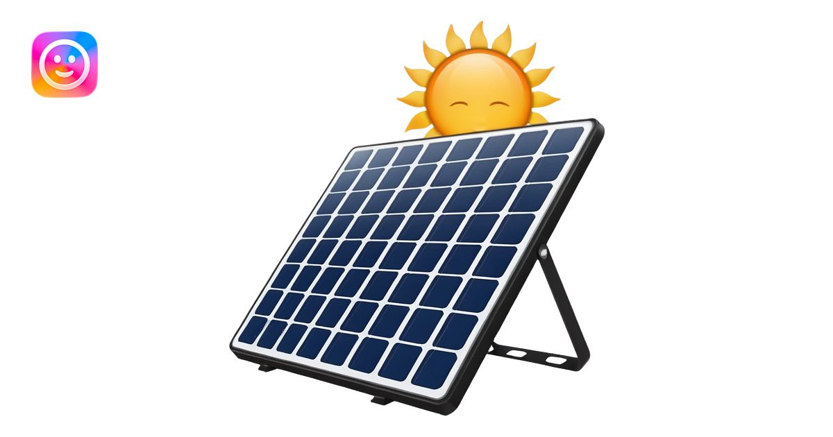 sleek solar panel with white lines, reflecting the sun emoji | AI Emoji ...
