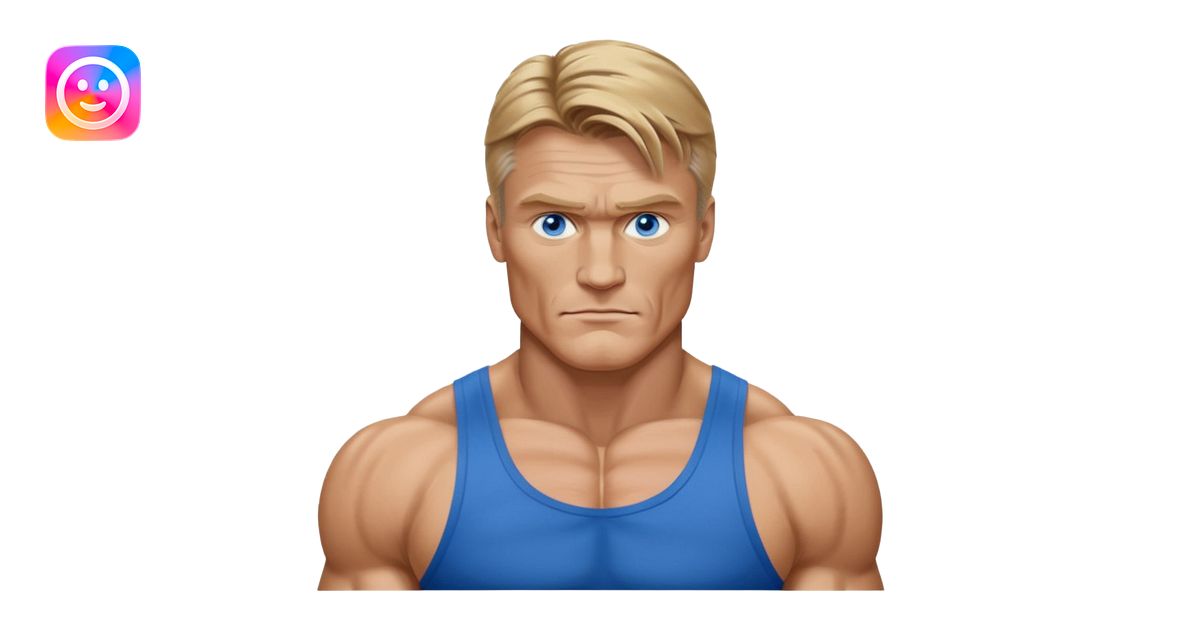 Dolph Lundgren with blue eyes, dark blonde hair, muscle body emoji | AI ...
