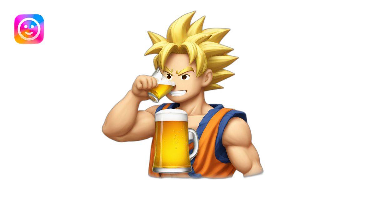 goku drinking a beer emoji | AI Emoji Generator