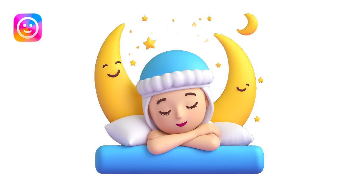 sleepy moon wearing a nightcap 3D emoji style emoji | AI Emoji Generator