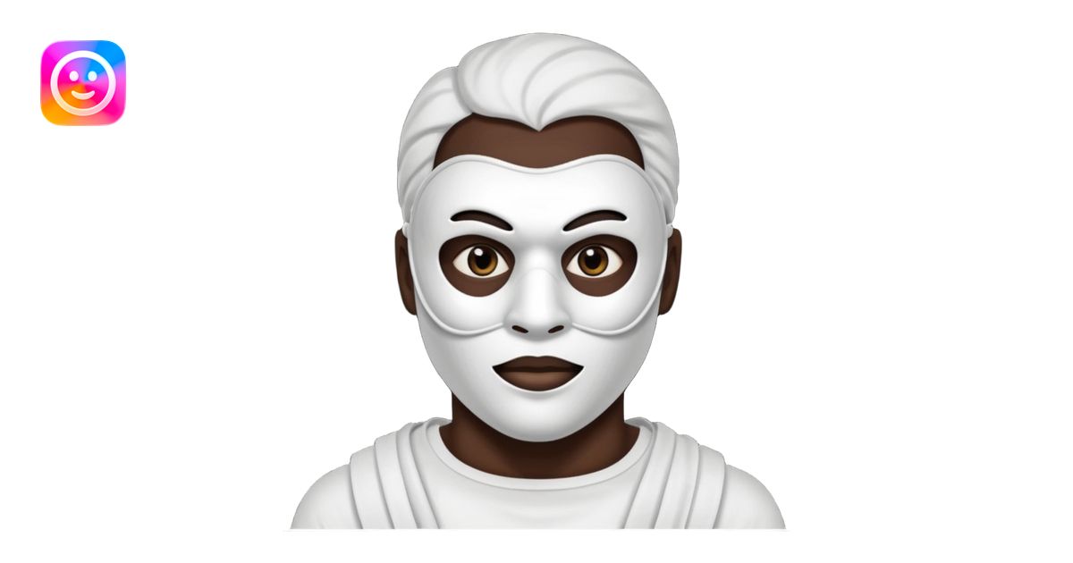 half-man-half-mask dark eyes dark mouth sly face white mask emoji | AI ...