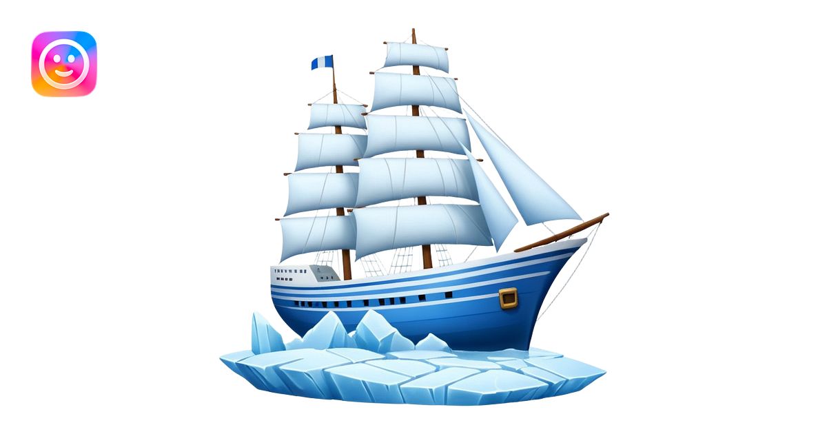 A ship moving past an iceberg emoji | AI Emoji Generator