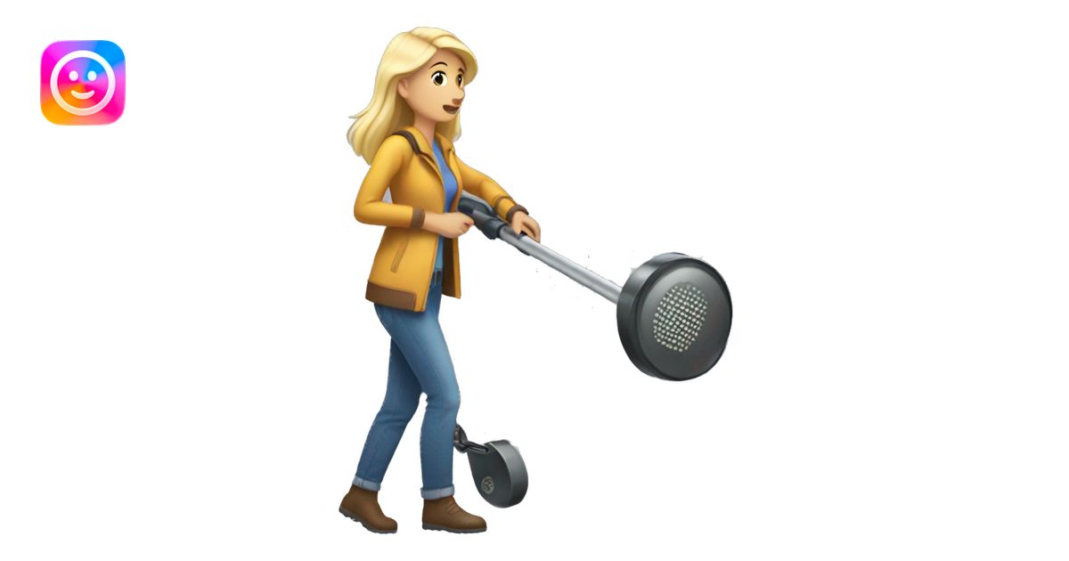 Pretty woman using a metal detector emoji | AI Emoji Generator