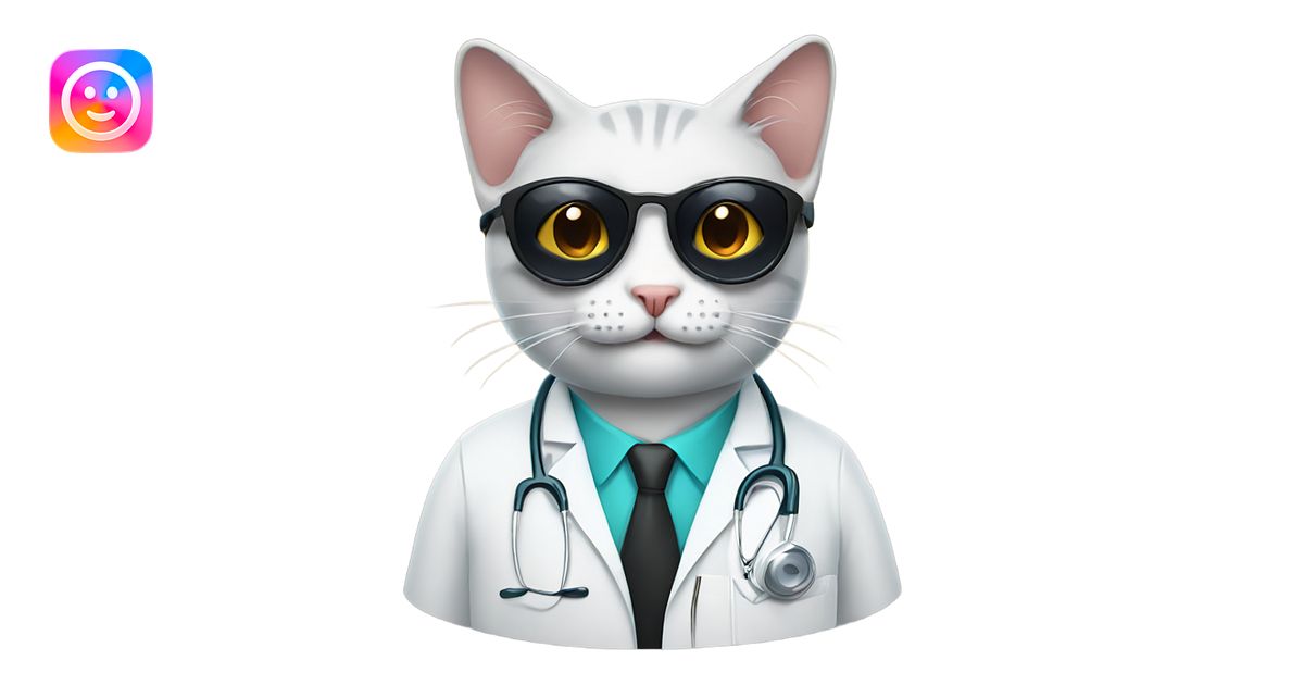 smiling doctor cat wearing black sunglasses emoji | AI Emoji Generator