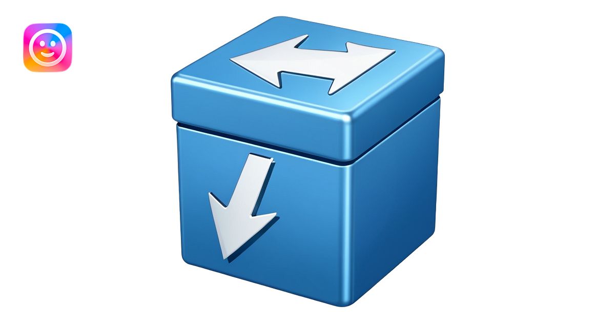 create an emoji with a tilted blue box with a white arrow in it make ...