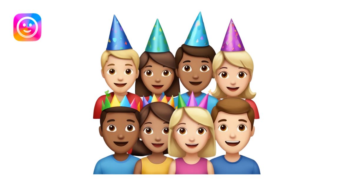 group of people wearing hats, cheerful expressions emoji | AI Emoji ...