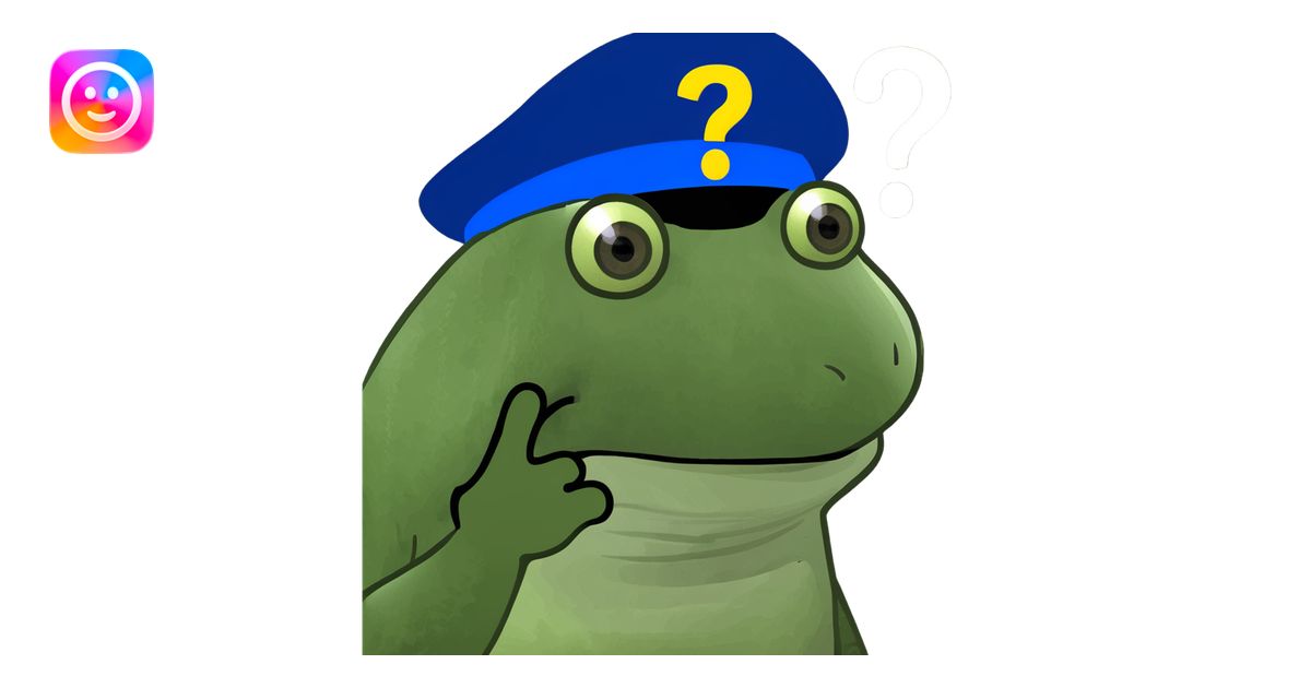 question mark icon green bufo frog meme style meme | AI Emoji Generator