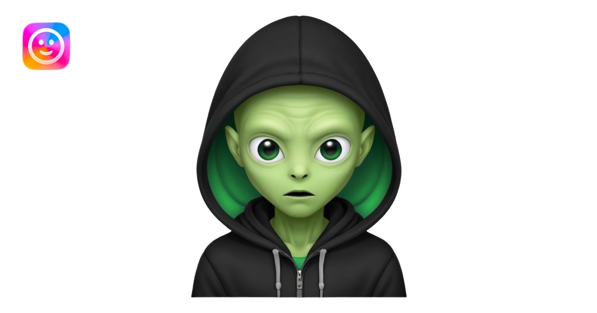 a portrait of aliens wear black hoodie emoji | AI Emoji Generator