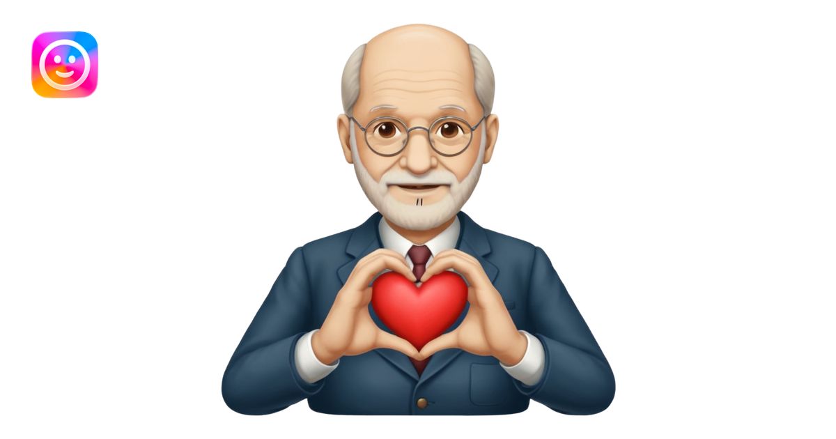 An emoji of sigmund freud making a heart with his hands emoji | AI ...