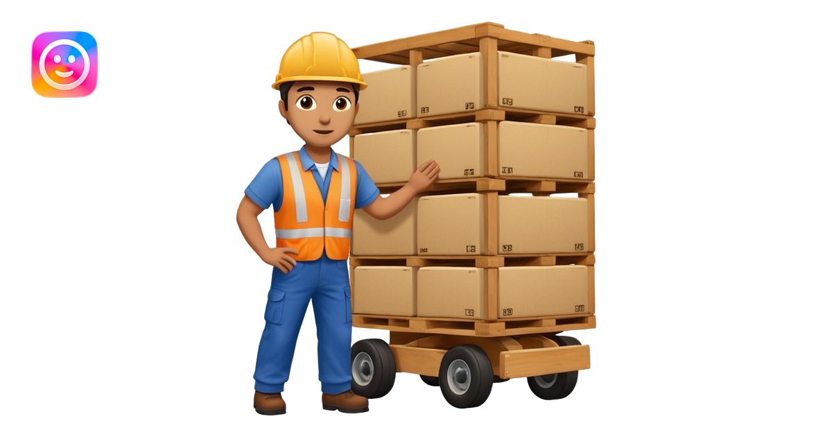 Worker with pallet in truck, import. emoji | AI Emoji Generator