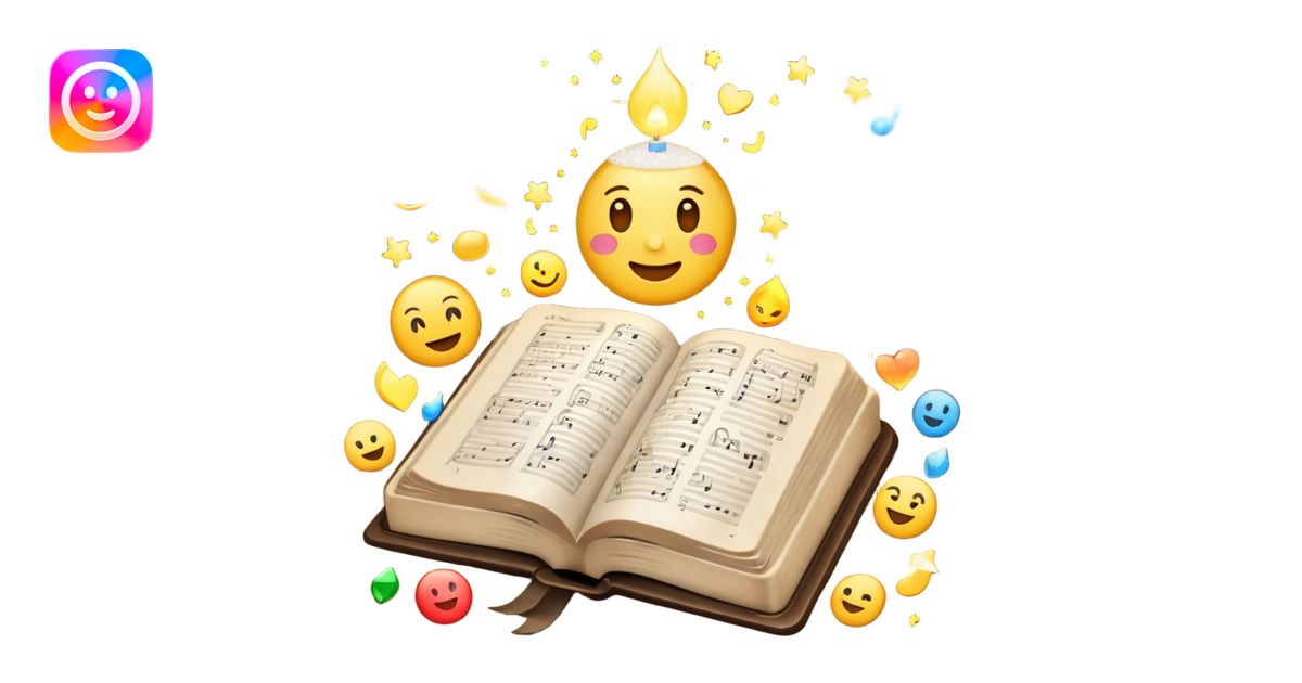 The bible is in the middle and from the left, there are emojis (typical ...