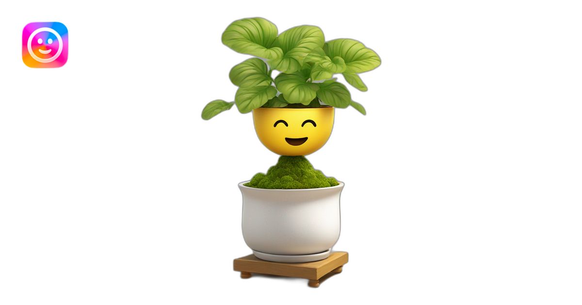 divine plant in a golden flower pot on a stand with four feer emoji ...