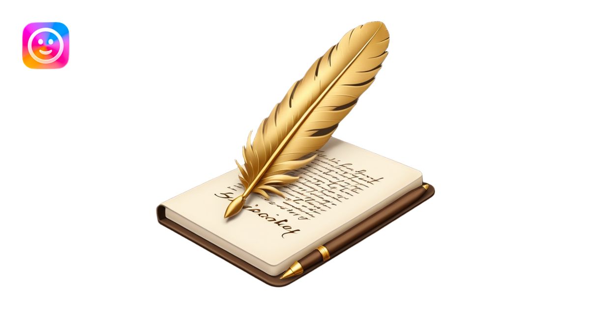 3D perspective hand writing with Premium golden feather emoji | AI ...