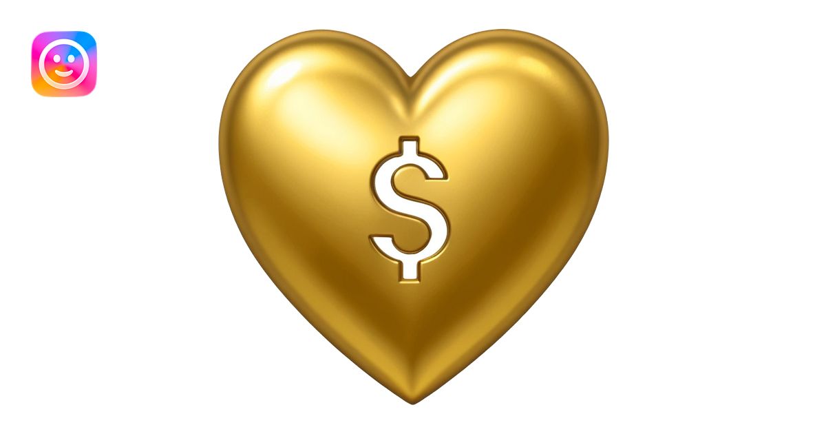 A golden heart with a money pattern around it emoji | AI Emoji Generator