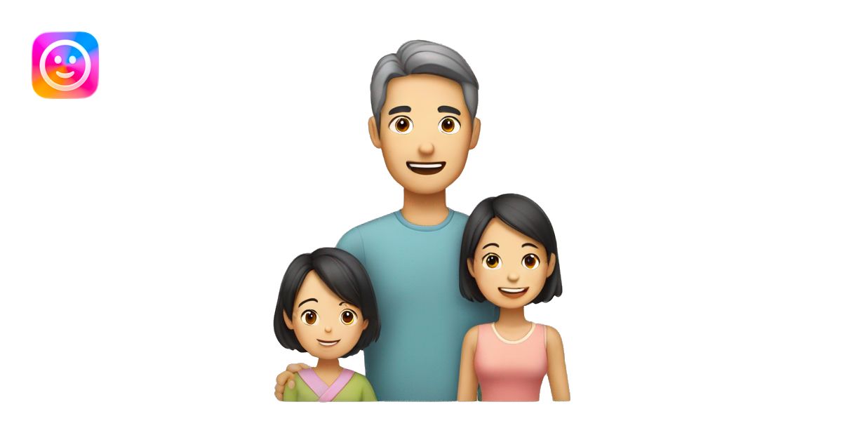 Happy Asian family father,mother,a son,two daughters emoji | AI Emoji ...
