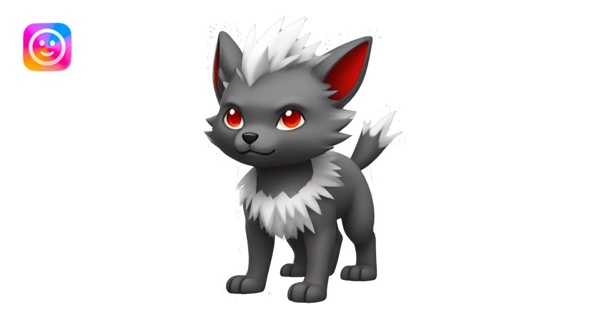 cool edgy black white grey punk red animal hybrid Fakemon full body ...