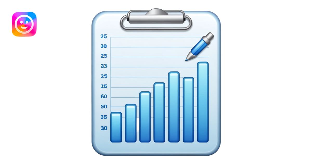 ios style emoji for report sheet consisting graph/ charts with sparkle ...