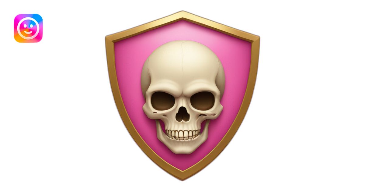 Skull on a pink shield emoji | AI Emoji Generator