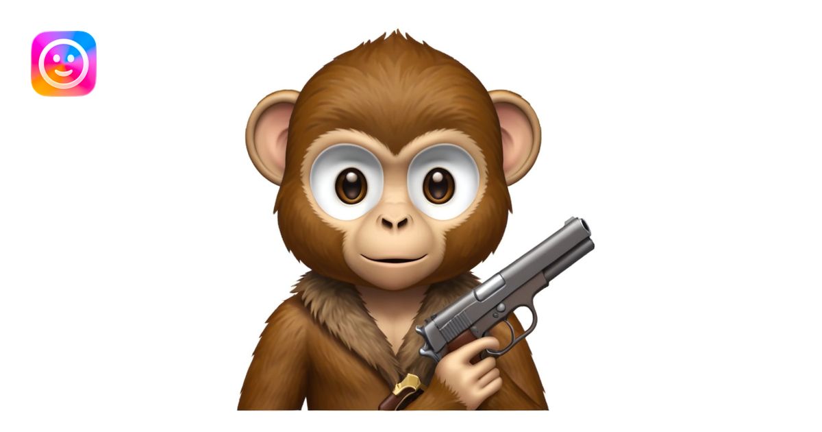 Gun holding a monkey emoji | AI Emoji Generator