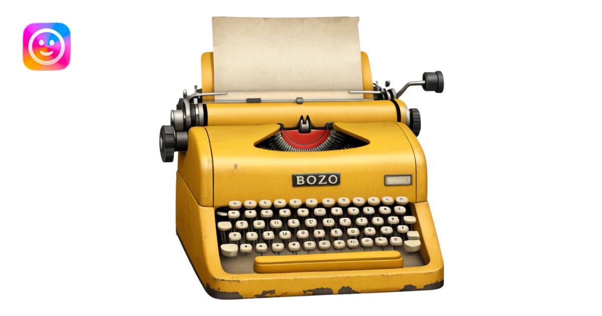 Typewriter with paper that says bozo on paper emoji | AI Emoji Generator