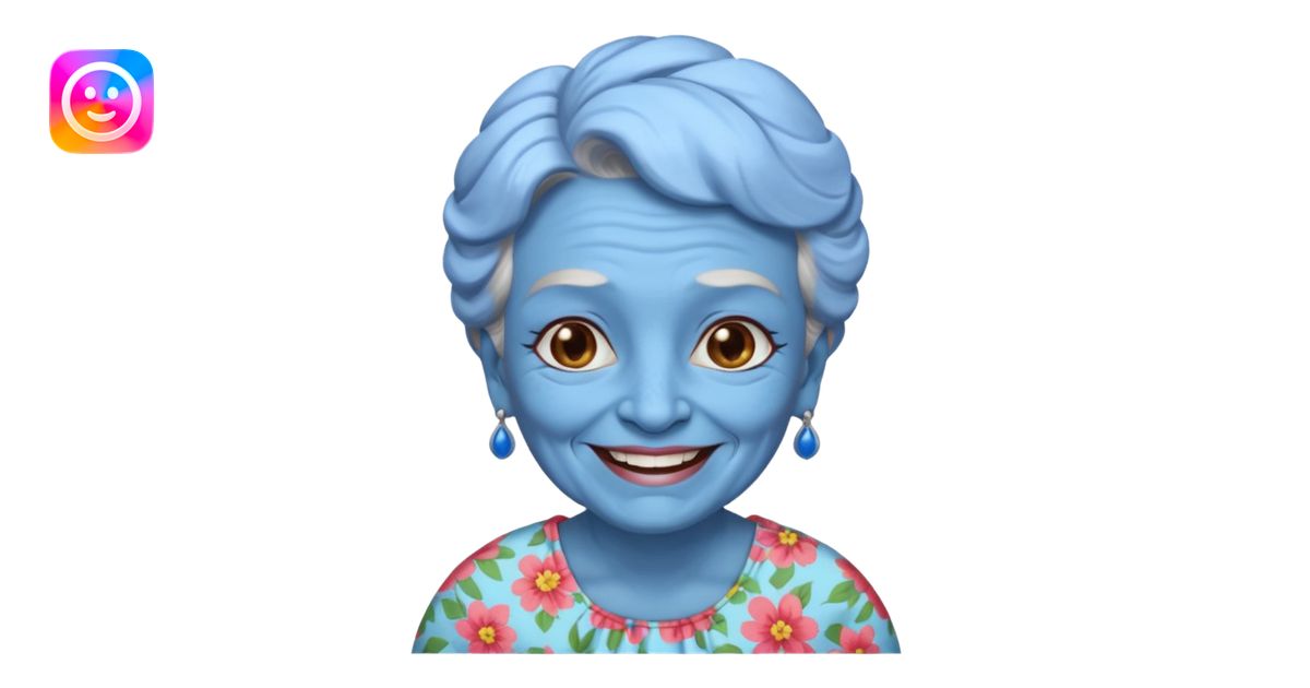 Blue skinned grandma emoji | AI Emoji Generator