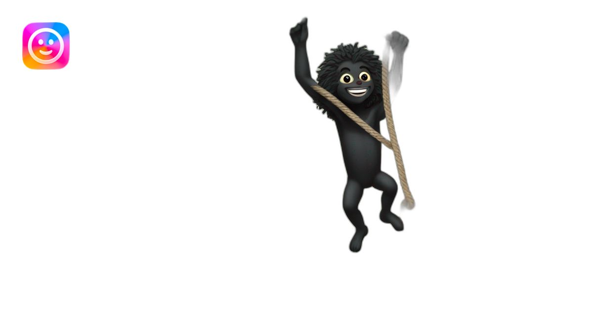 Gollywog climbing a tree with a rope emoji | AI Emoji Generator