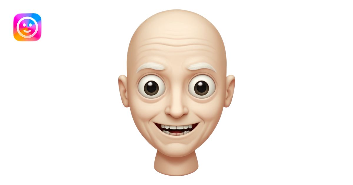 A bald person who’s very old is staring, he’s inside a toilet and his ...
