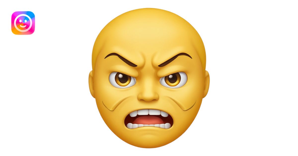 yellow emoji face making a 'grrrr' expression, furrowed brows, clenched ...