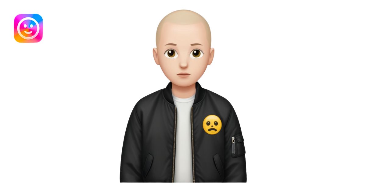 skinhead in black bomber jacket emoji | AI Emoji Generator