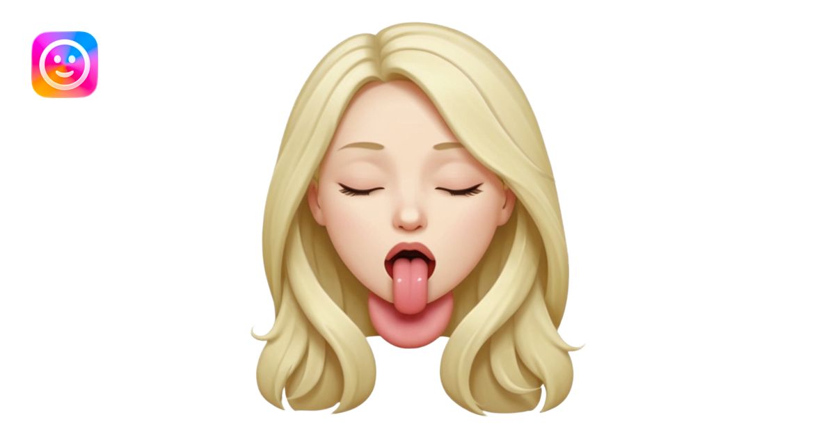 female , with long hair , eyes closed, tongue sticking out one side of ...