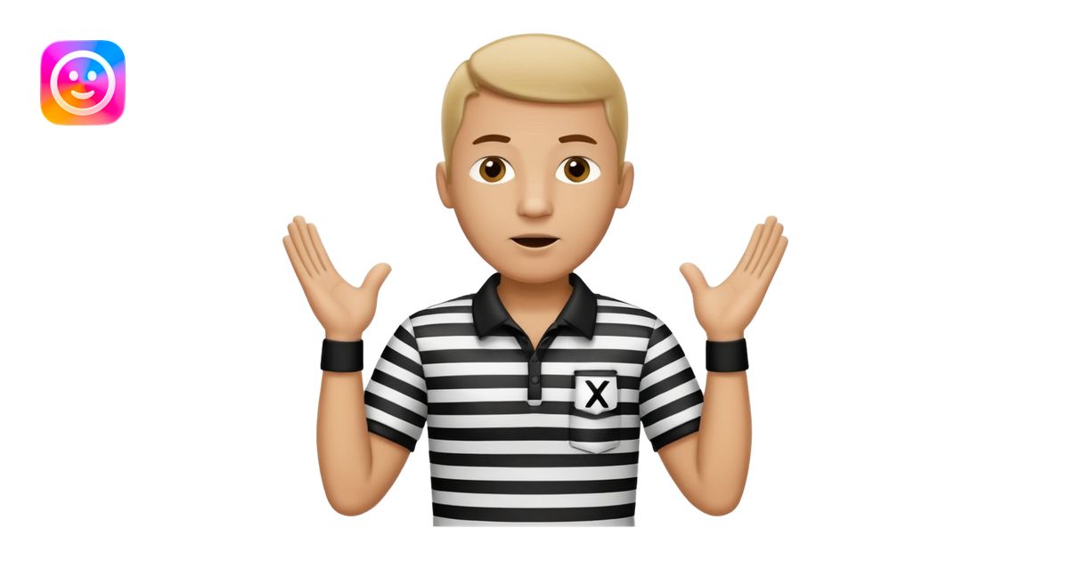 referee with raised arms crossed like an X emoji | AI Emoji Generator
