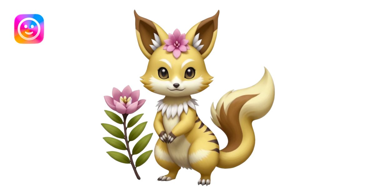 Cute Romantic Realistic Floral Meloetta-Furret-Renamon-Palkia-Digimon ...