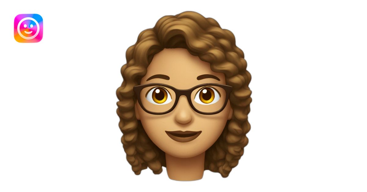 chica con lentes, pelo castaño ondulado largo emoji | AI Emoji Generator