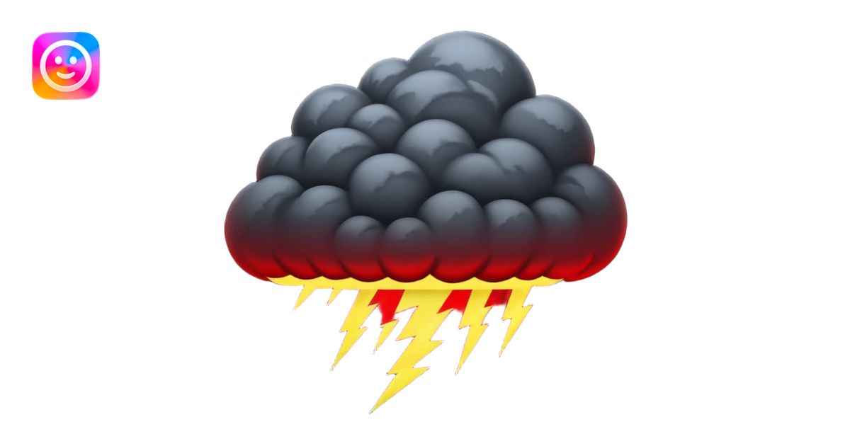 Black storm cloud with dark red lightning emoji | AI Emoji Generator