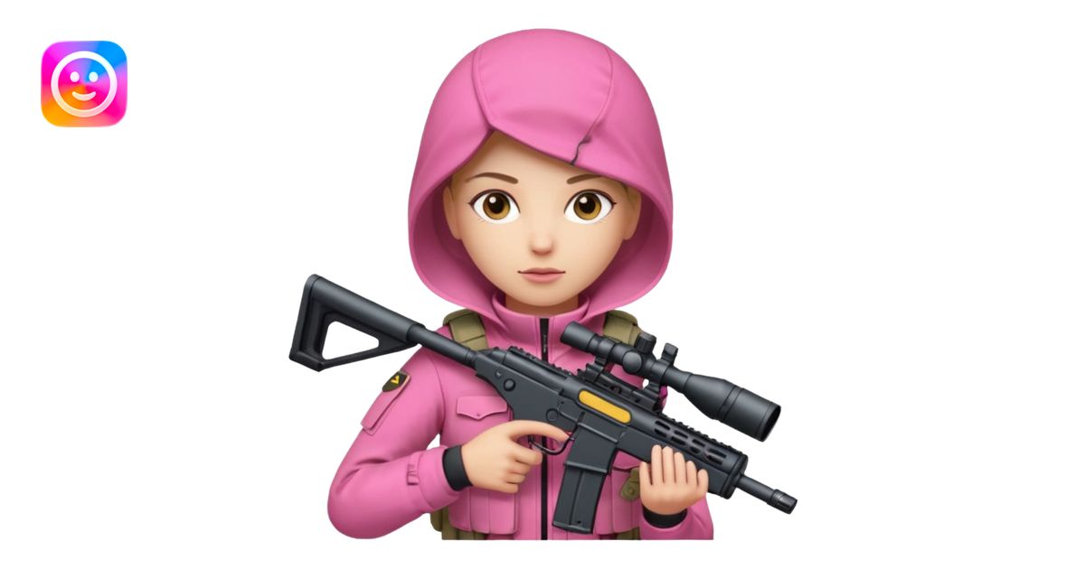 Pretty pink sniper emoji | AI Emoji Generator